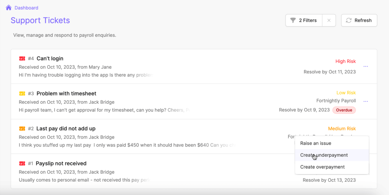 Support Ticketing Software | Elevate Payroll Support